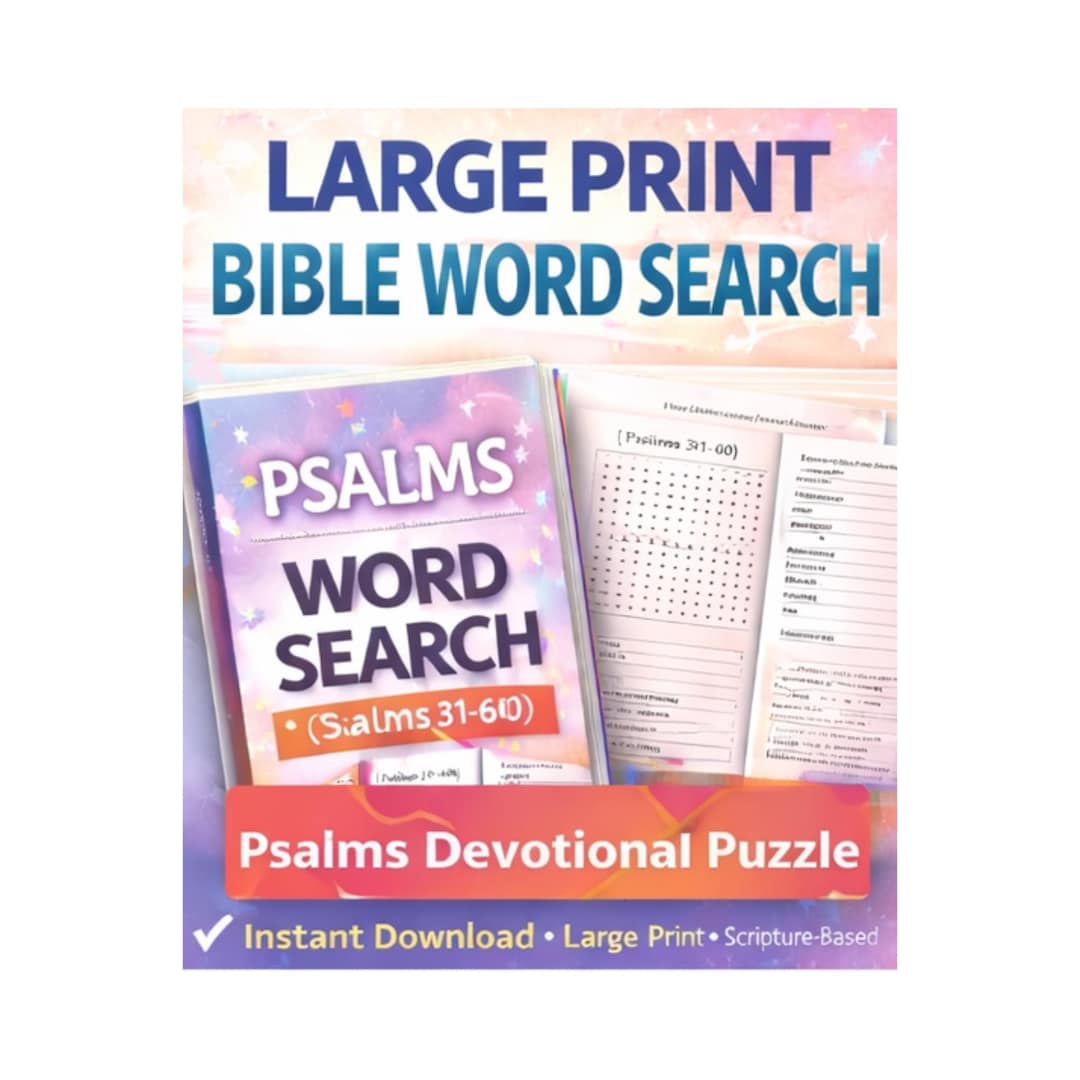 Large Print Bible Word Search | Psalms Puzzle Book | Printable Activity ...