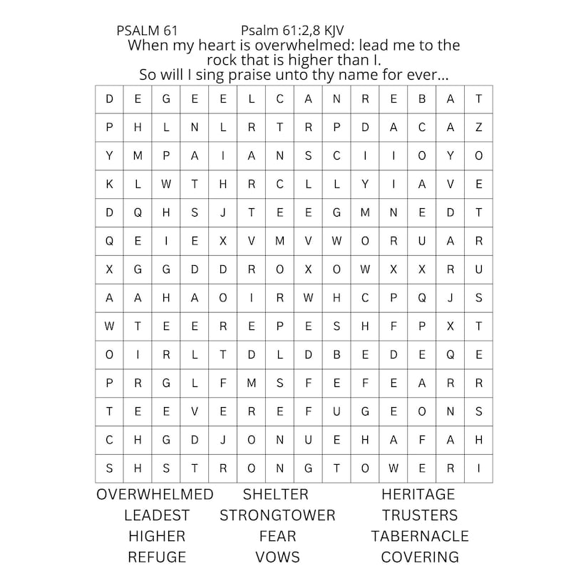 Bible Word Search Printable (psalms Edition) - Etsy