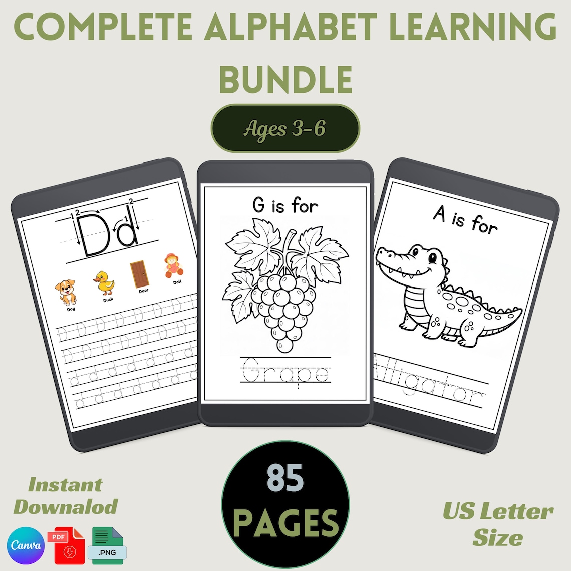 Alphabet Learning Bundle | Preschool Alphabet Worksheets | ABC Tracing ...