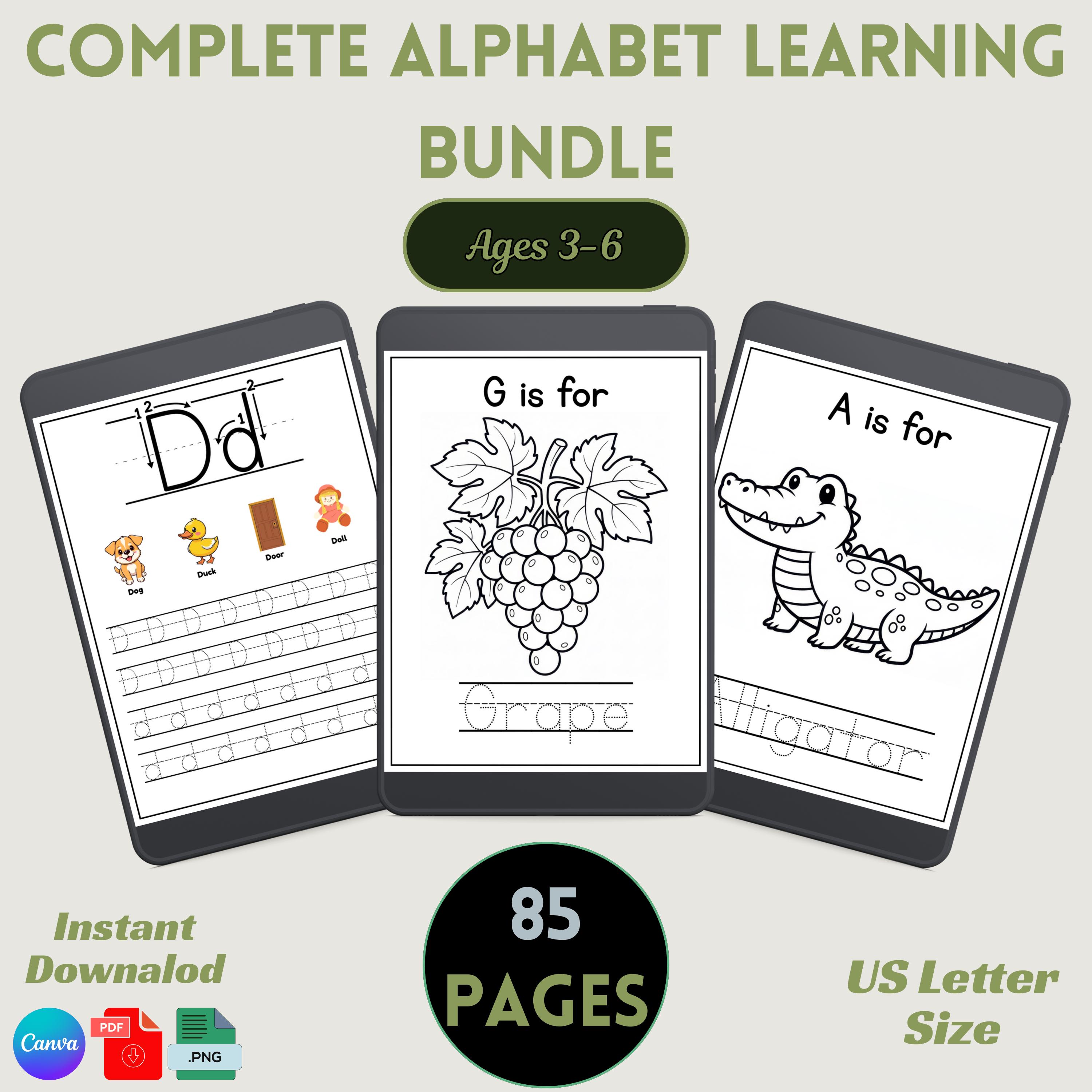 Alphabet Learning Bundle | Preschool Alphabet Worksheets | ABC Tracing ...