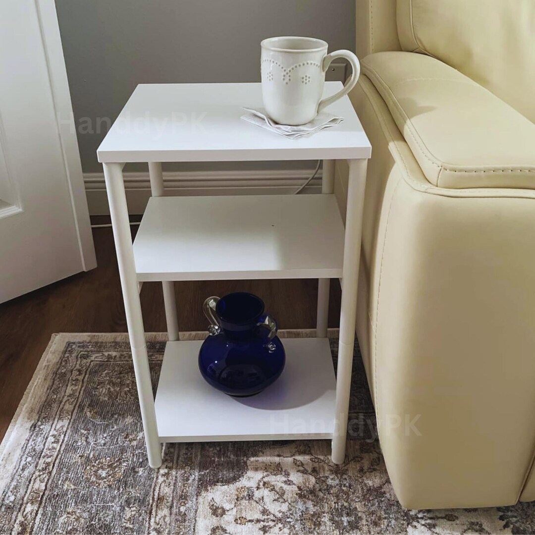 Rustic Wooden 3 Tier Side Table, Industrial End Table With Storage ...