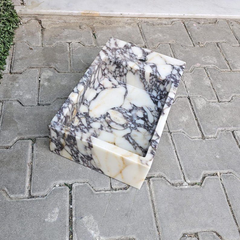 Handmade Calacatta Viola Marble Sink – Space-saving Stone Basin - Etsy