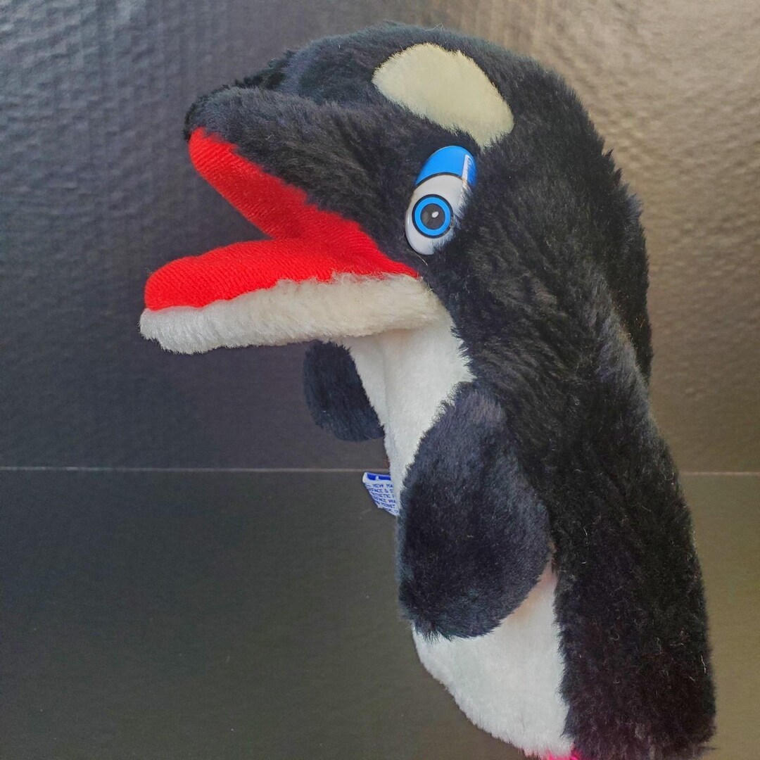 Vintage Shamu Sea World Hand Puppet Killer Orca Whale Squeaker Mouth ...