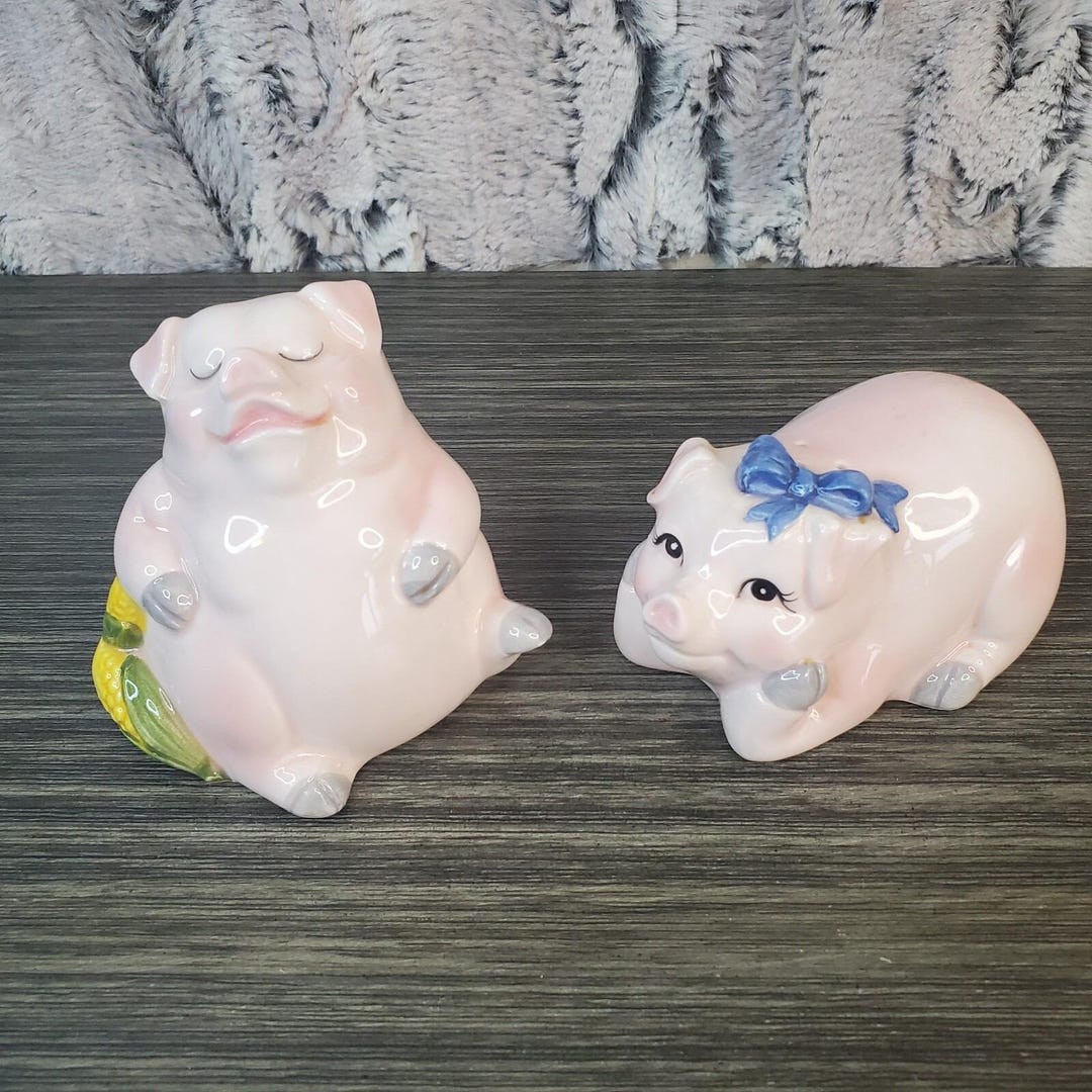 Vintage OTAGIRI Mary Ann Baker Pink Country PIG Salt N Pepper Shaket ...