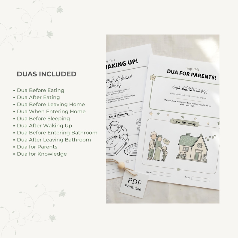 Islamic Coloring Pages for Kids: Daily Sunnah Dua Worksheets (PDF ...
