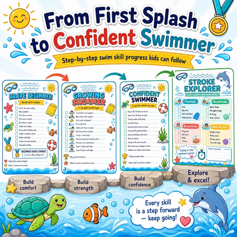 ADHD Kids Swim Lesson Tracker Printable Planner Checklist PDF With ...