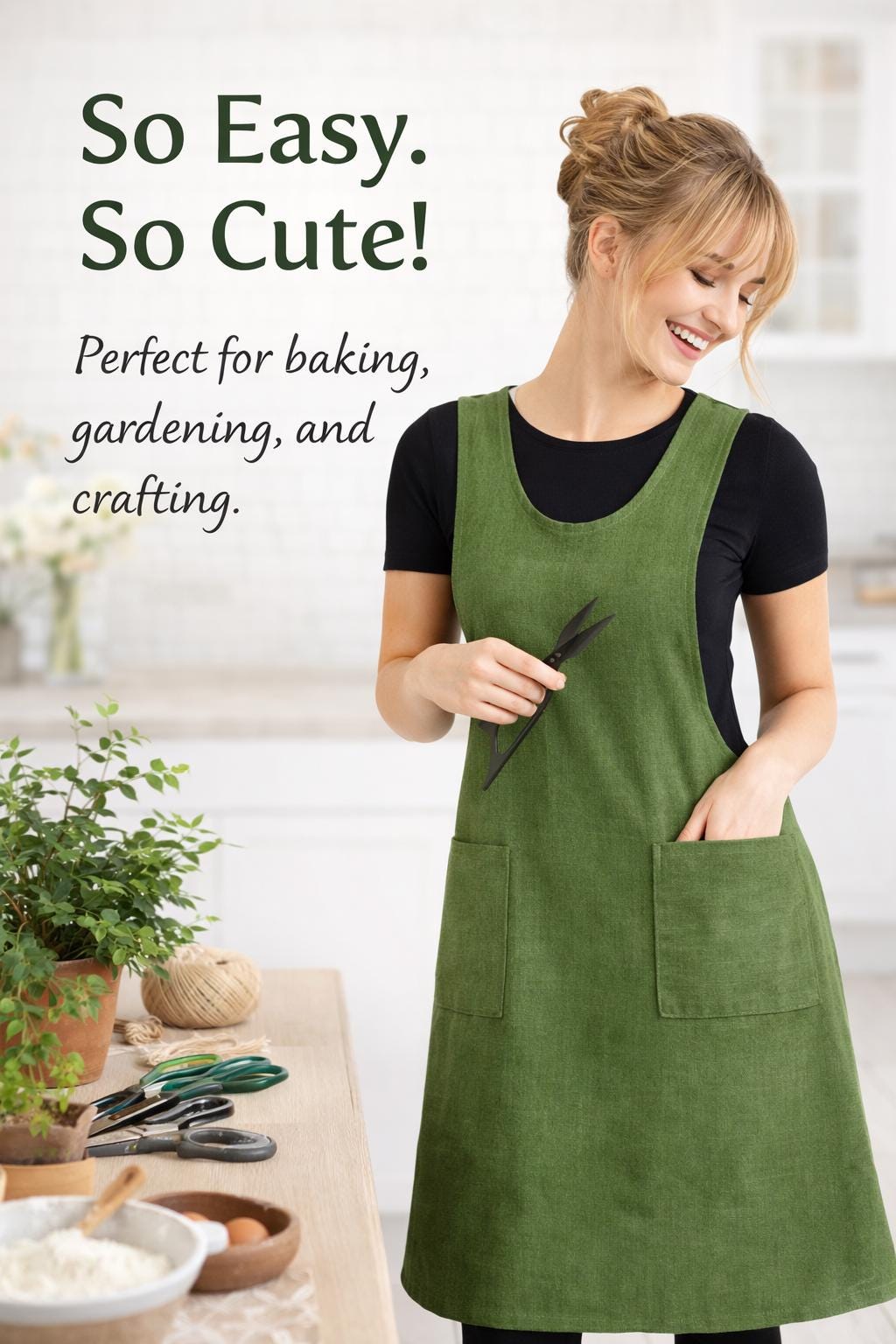 Japanese Cross Back Linen Apron Sewing Pattern PDF (XS-XL) Digital ...