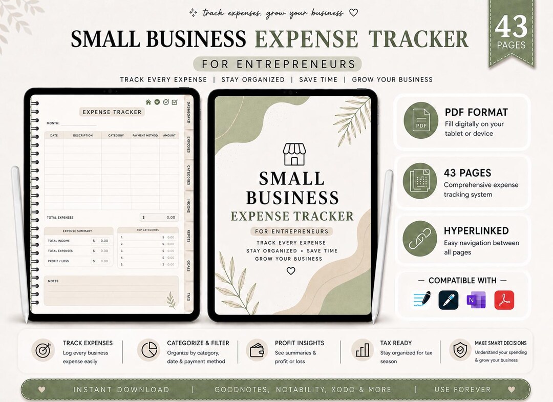 Small Business Expense Tracker | Printable Budget Planner | Profit and ...