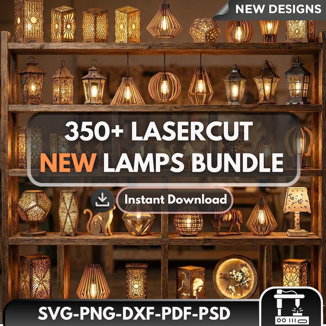 350+ Laser Cut Lamp Bundle | Lantern DXF for Glowforge | 3D Lamp CNC ...