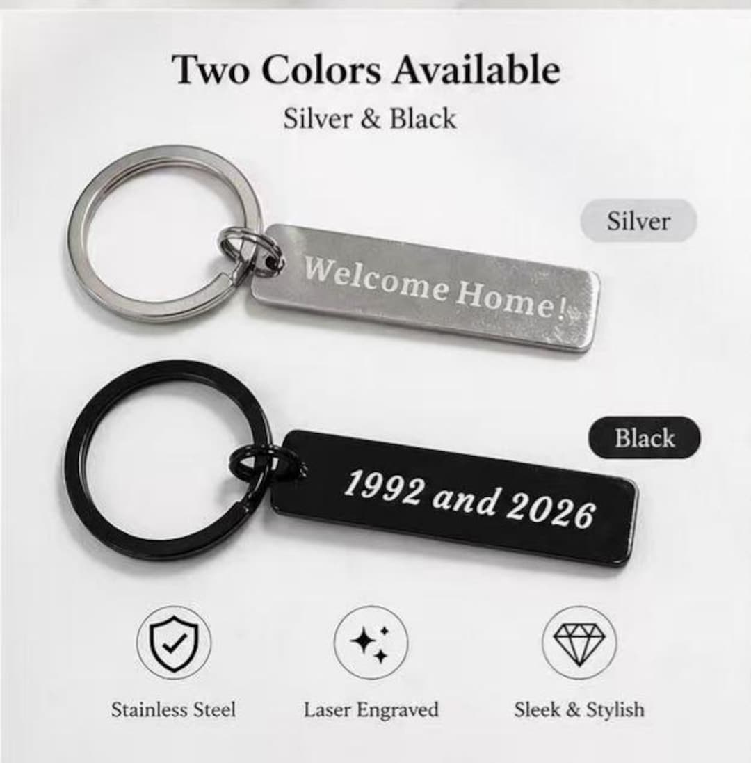Custom Engraved Stainless Steel Keychain – Personalized Rectangle Key ...