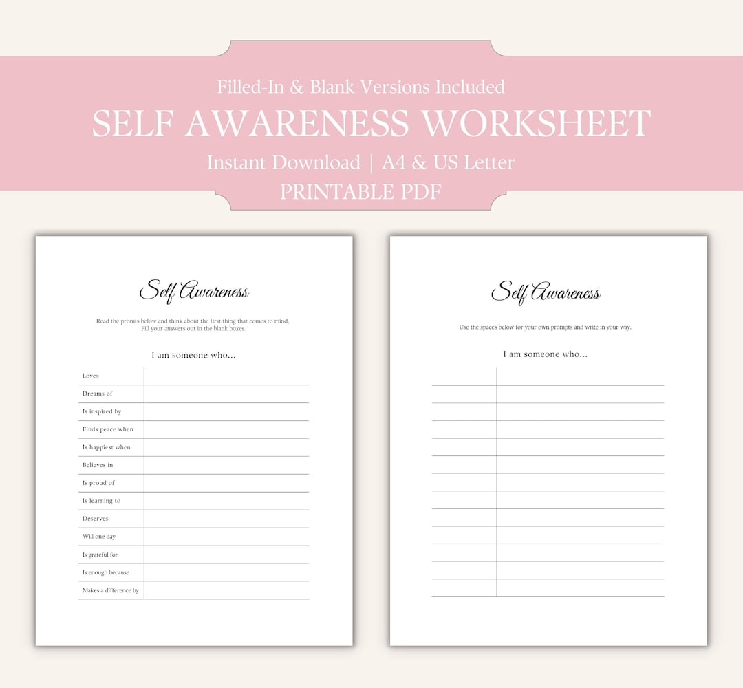 Self Awareness Worksheet | Reflection Prompts, Brain Dump Printable ...