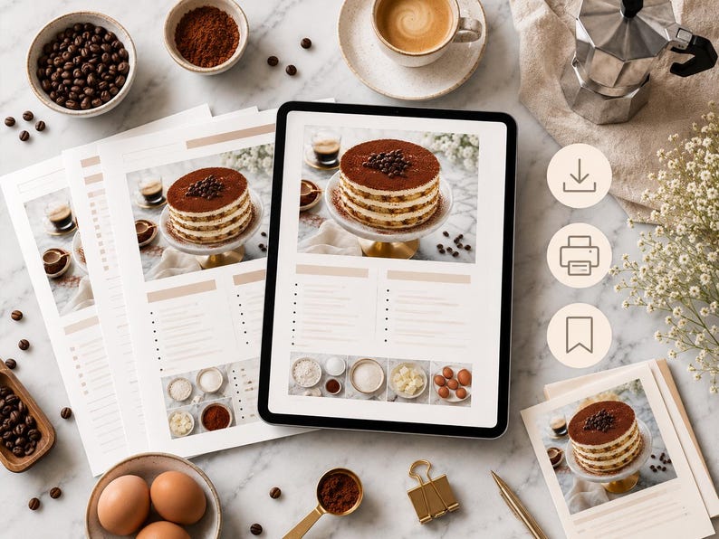 Tiramisu Cake Recipe Pdf, Instant Download, Coffee Mascarpone Dessert ...