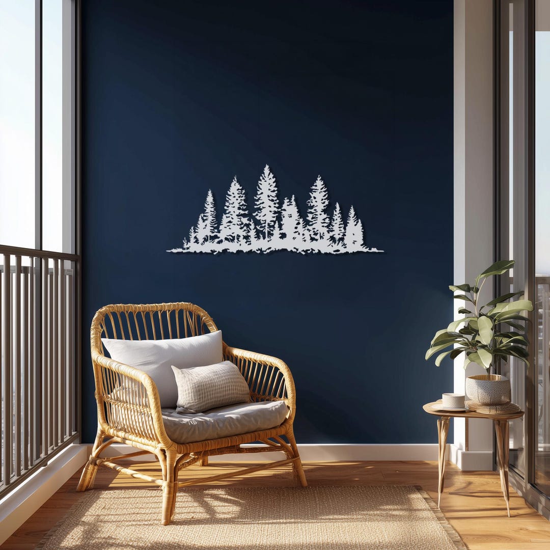 Laser Cut Metal Pine Tree Wall Art, Woodland Landscape Decor - Etsy