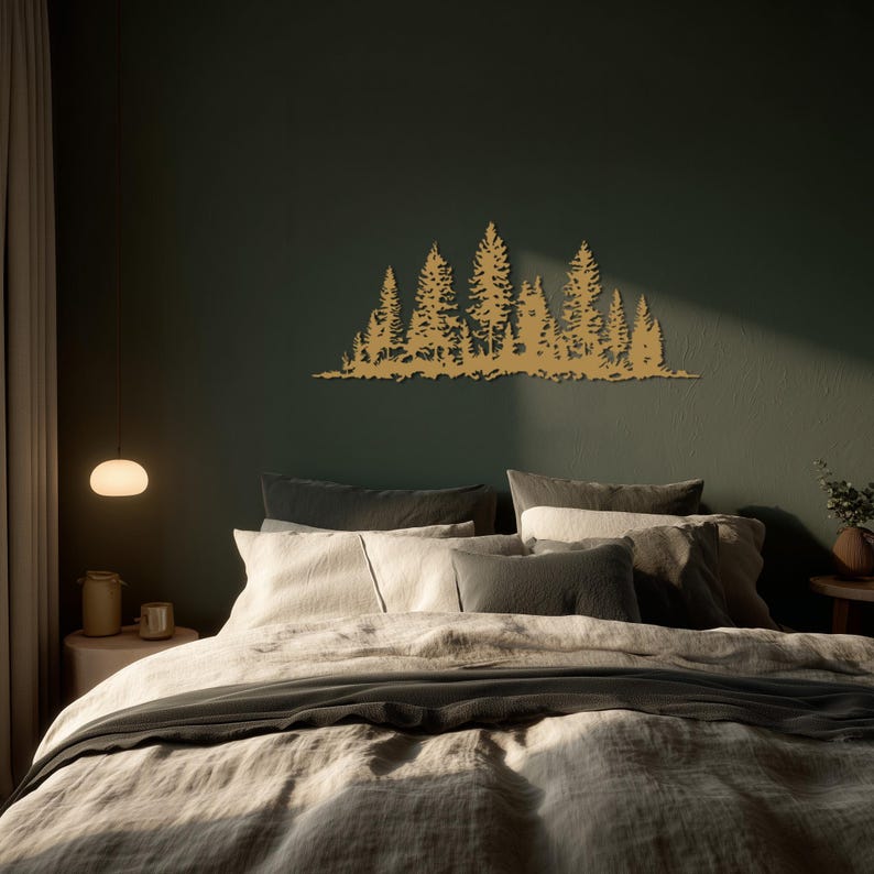 Laser Cut Metal Pine Tree Wall Art, Woodland Landscape Decor - Etsy