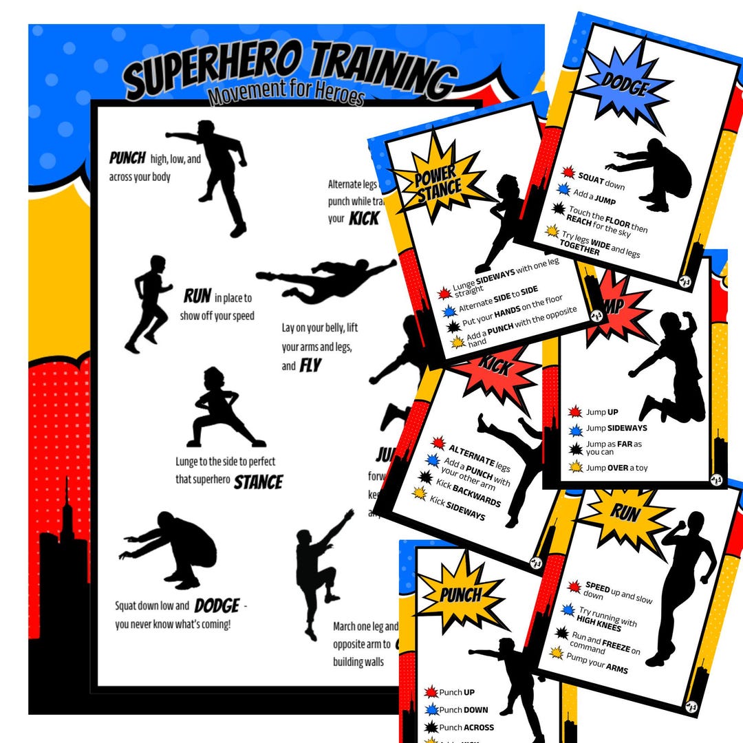 Superhero Exercise Poster and Pages | Gross Motor Activity | Pediatric ...