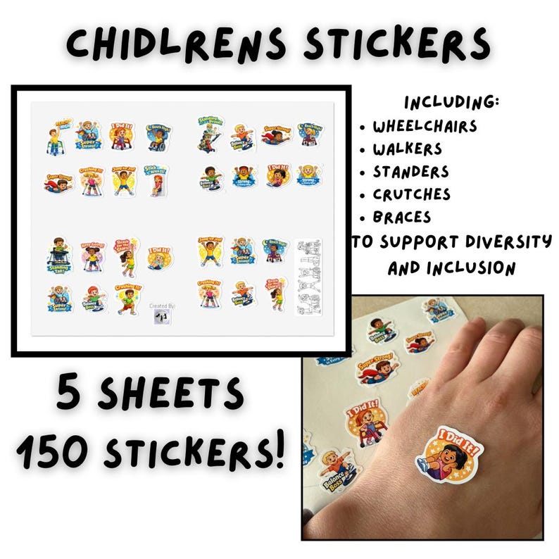 Inclusive Kids Exercise Stickers | Diverse Abilities, PT OT Therapy ...