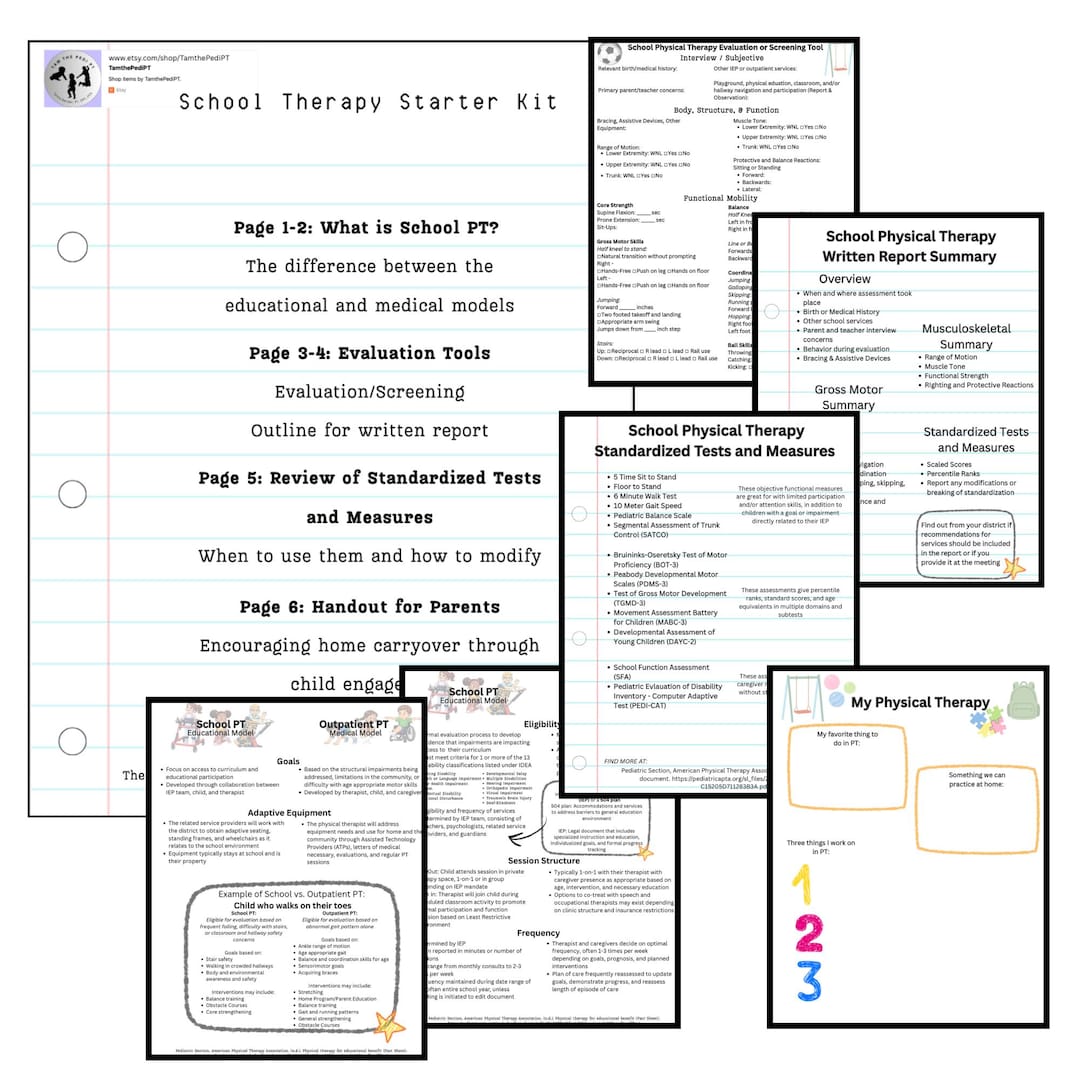 School PT Starter Kit | Physical Therapy Evaluation Templates | IEP ...