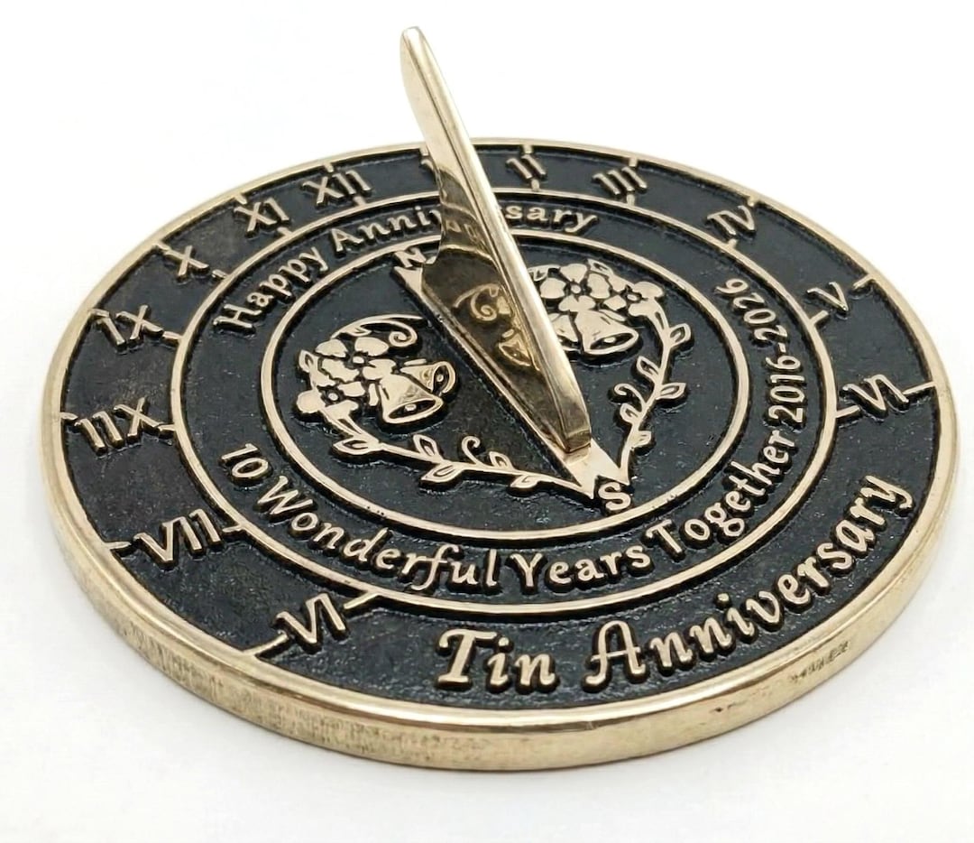 10th Tin Wedding Anniversary Sundial Gift (2016–2026) Size 8" Garden ...