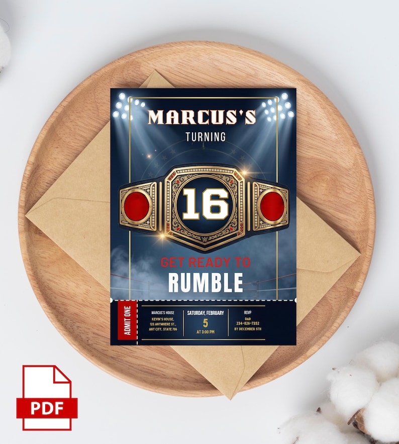 Editable Birthday Invitation, Championship Party Invite (digital ...