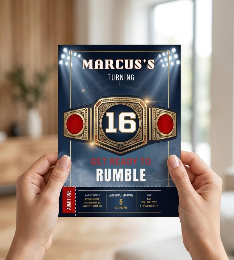 Editable Birthday Invitation, Championship Party Invite (digital ...