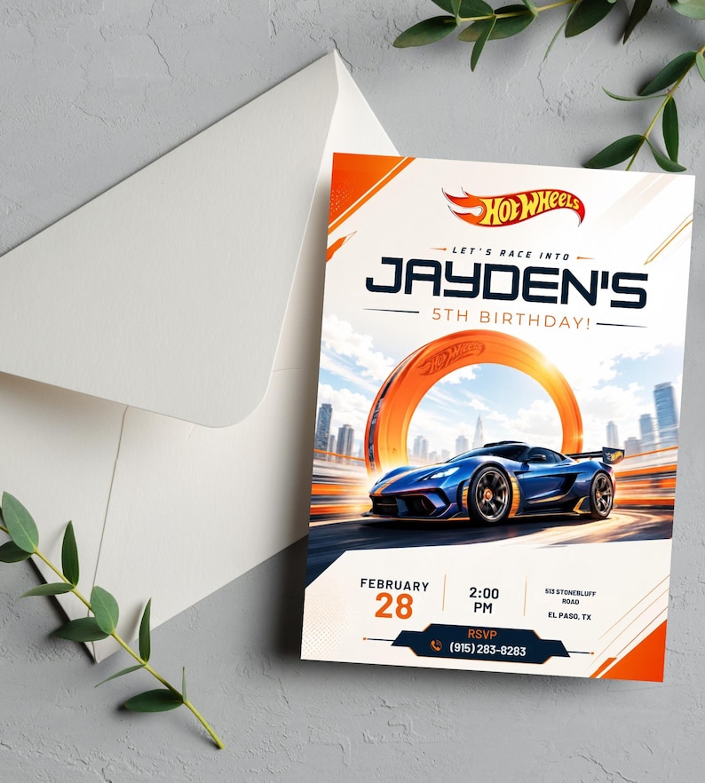 Hot Wheels Race Car Birthday Invitation, Boys Party Invite, Editable ...