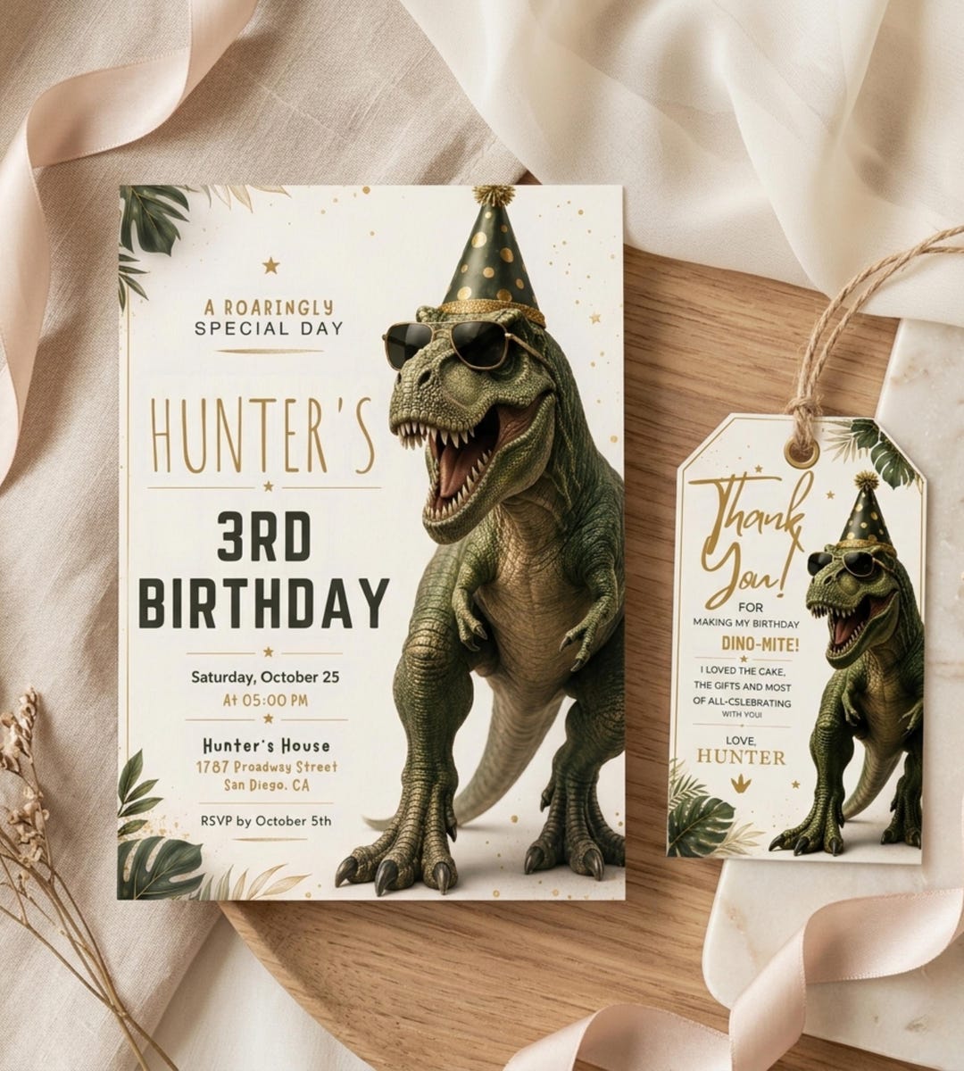 Dinosaur Birthday Invitation Template: T-rex Party Invite (digital ...