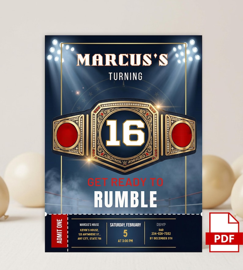 Editable Birthday Invitation, Championship Party Invite (digital ...