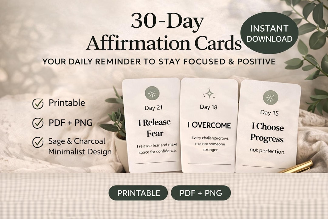 30-day Affirmation Cards | Self Love, Daily Motivation, Confidence ...