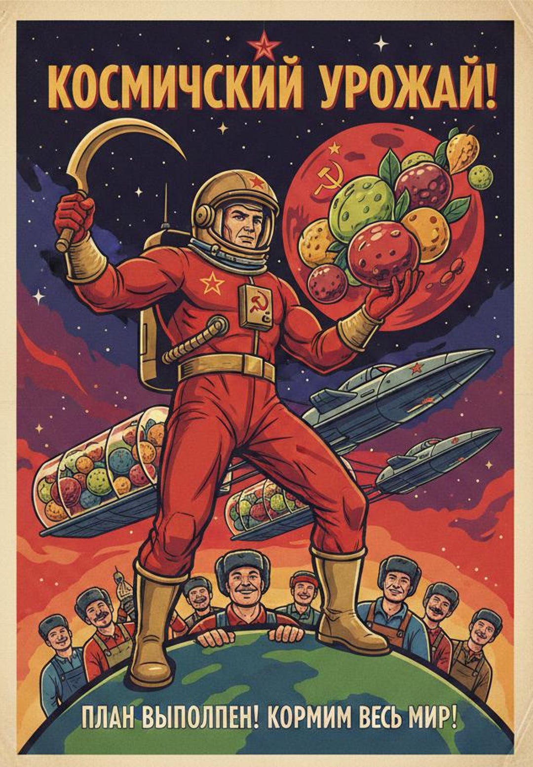 Vintage Soviet Propaganda Poster – Retro USSR Style Wall Art – Graphic ...
