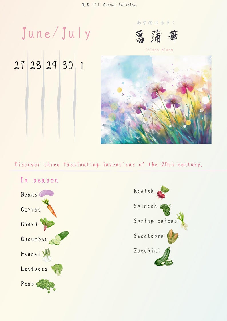 Japanese 72 Microseasons Printable Calendar, Seasonal Living Minimal ...