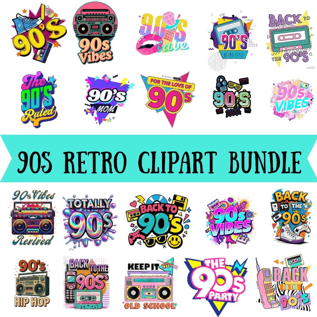 90s Retro Clipart Bundle: PNG & SVG Files (instant Download) - Etsy