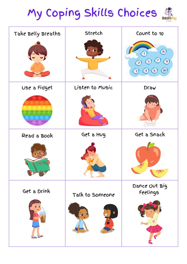 Coping Skills Choices Chart | Visual Calm Down Tool for Kids (instant ...