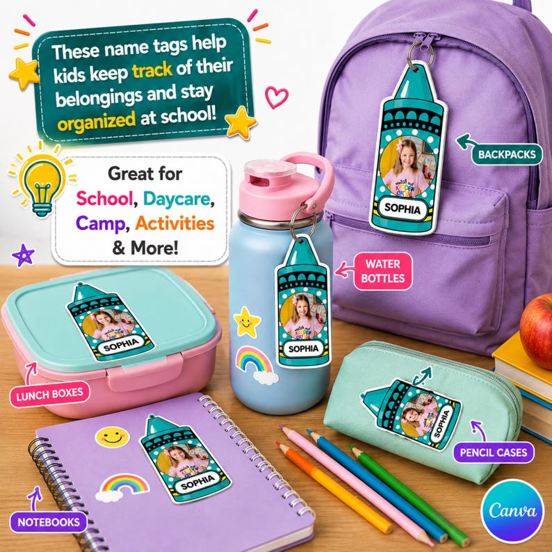 Editable School Photo Name Tags Template | Classroom Picture Labels ...