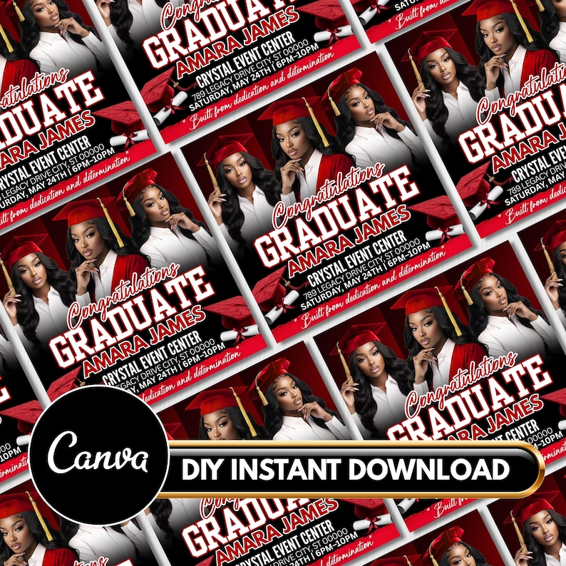 Graduation Invitation Flyer | Editable Canva Template | Class of 2026 ...