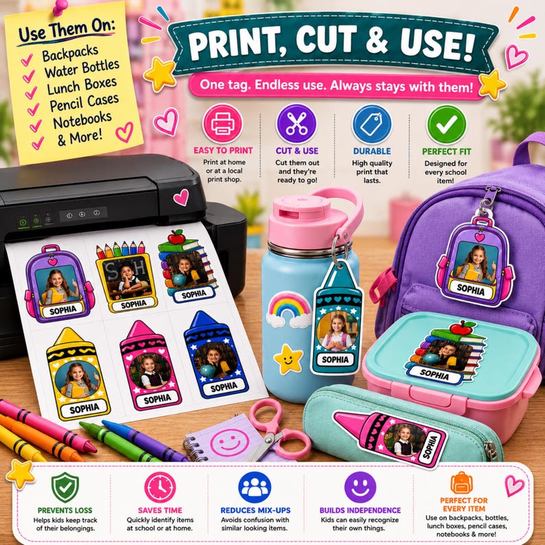 Editable School Photo Name Tags Template | Classroom Picture Labels ...