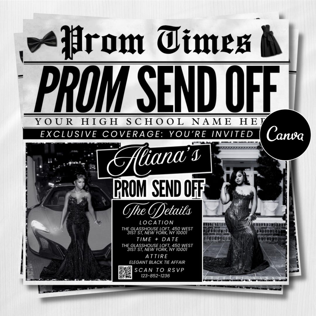 Prom Send off Flyer, DIY Prom Flyer, Prom Canva Template, Prom Send Off ...