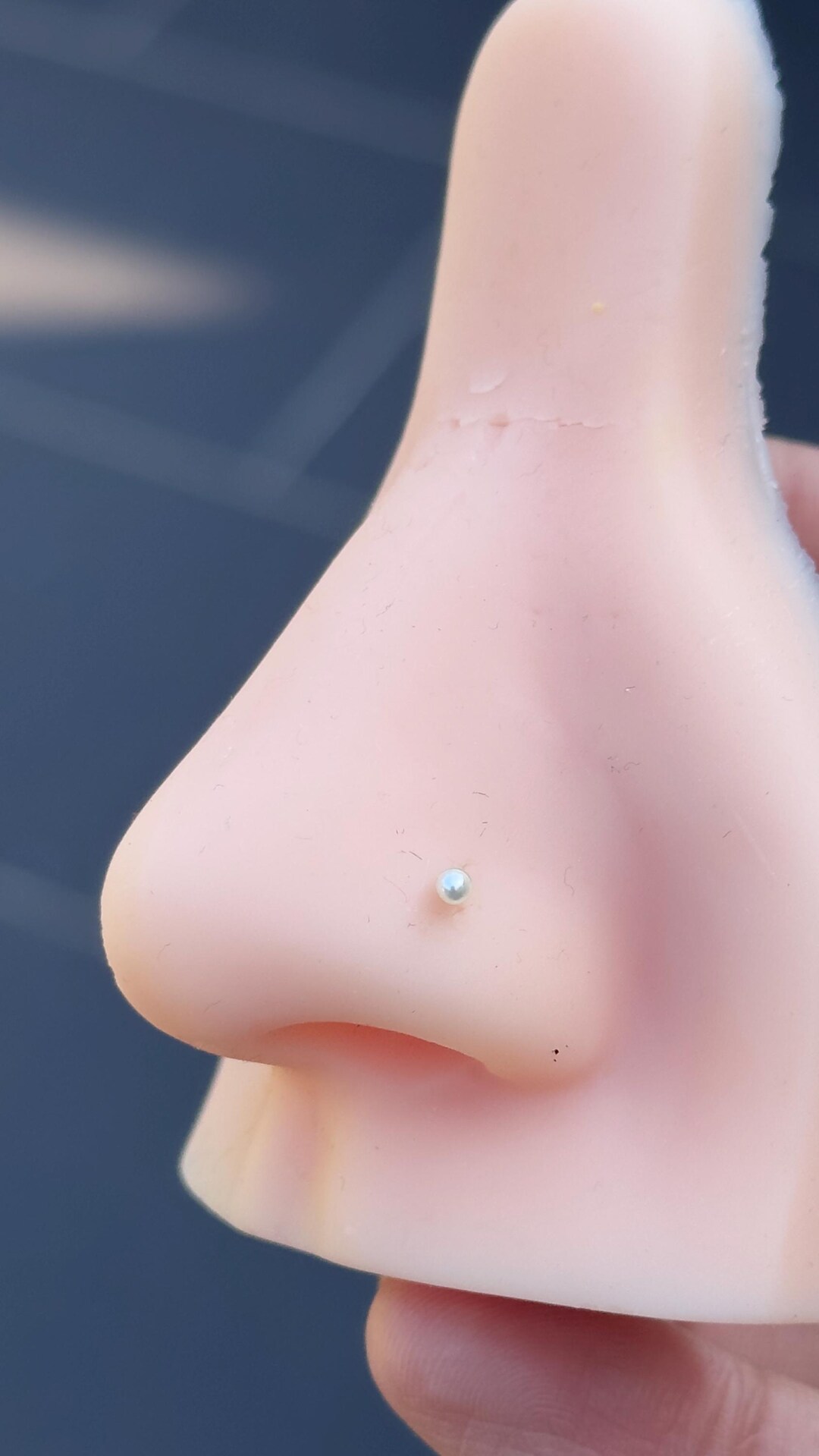 Tiny Pearl Nose Stud 1.5mm | Minimalist Silver Nose Stud | Straight ...