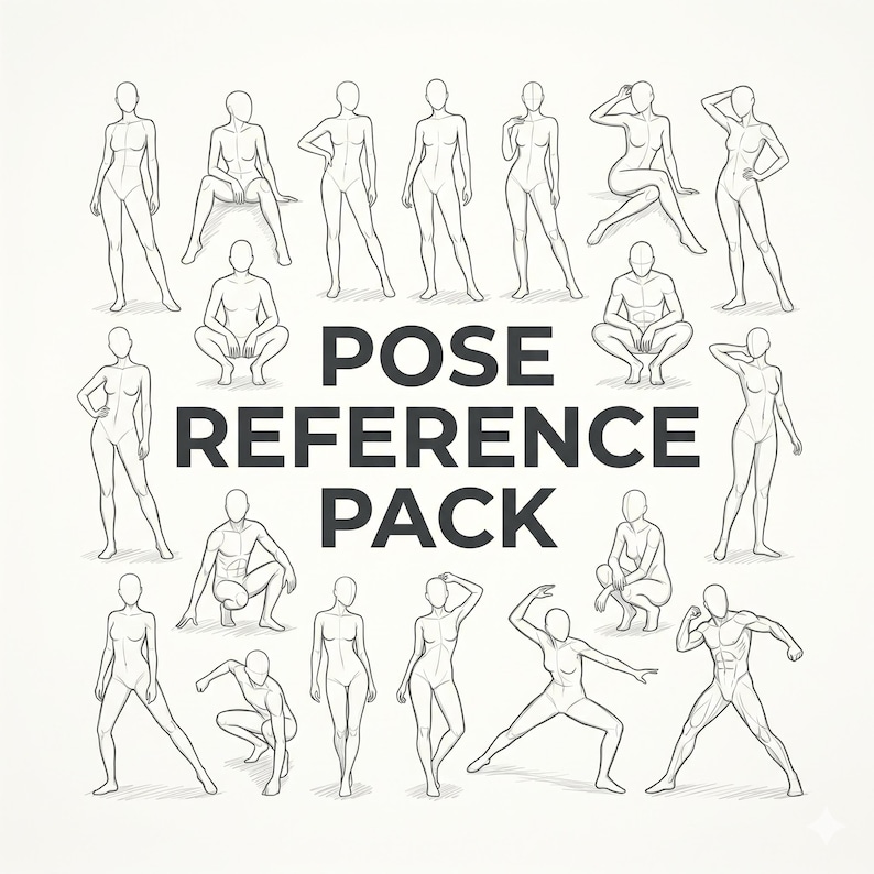 Figure Drawing Pose Reference Bundle Casual Poses Plus Size Models Art ...