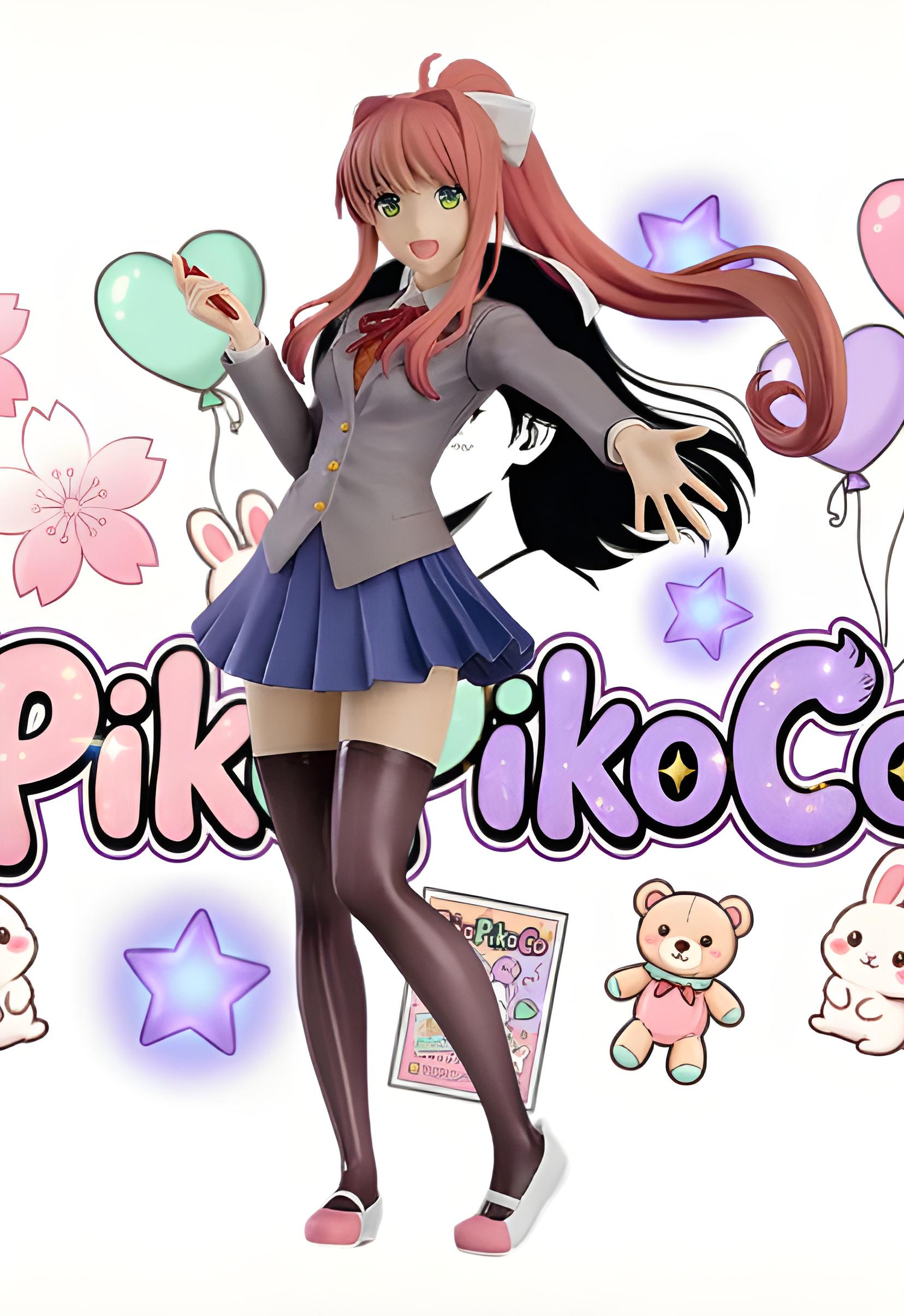 Monika Doki Doki Literature Club Figure - DDLC Anime Girl Green Bow ...