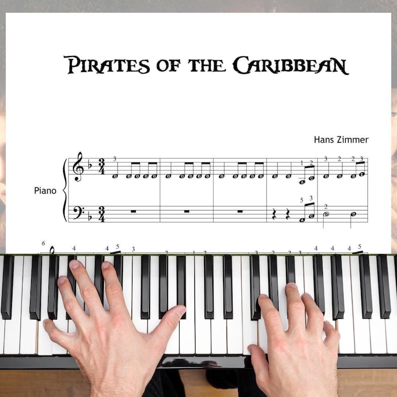 Pirates of the Caribbean Piano Sheet - Easy Grade 3 Movie Theme - Etsy UK