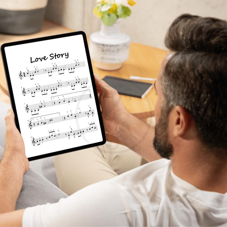 Love Story Grade 0 Beginner Piano Sheet - Colorful Notes and Finger ...