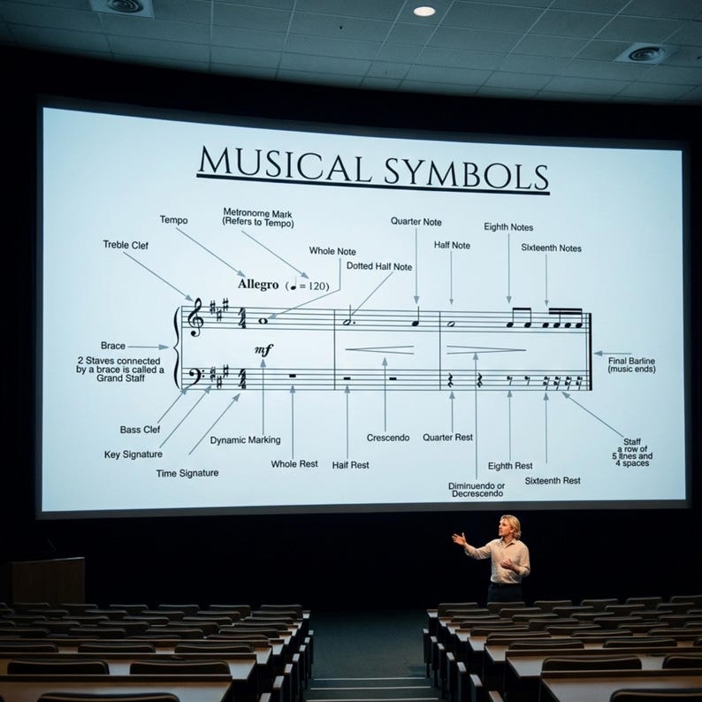 Music Symbols Chart: Beginner Notation Guide for Piano Students - Etsy