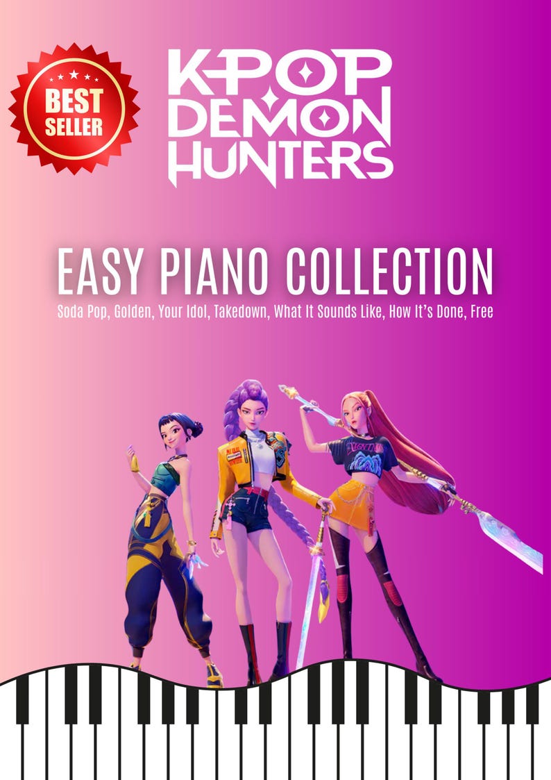 KPOP Demon Hunters Easy Piano Sheets, Note-named & Color-coded (grade 2 ...