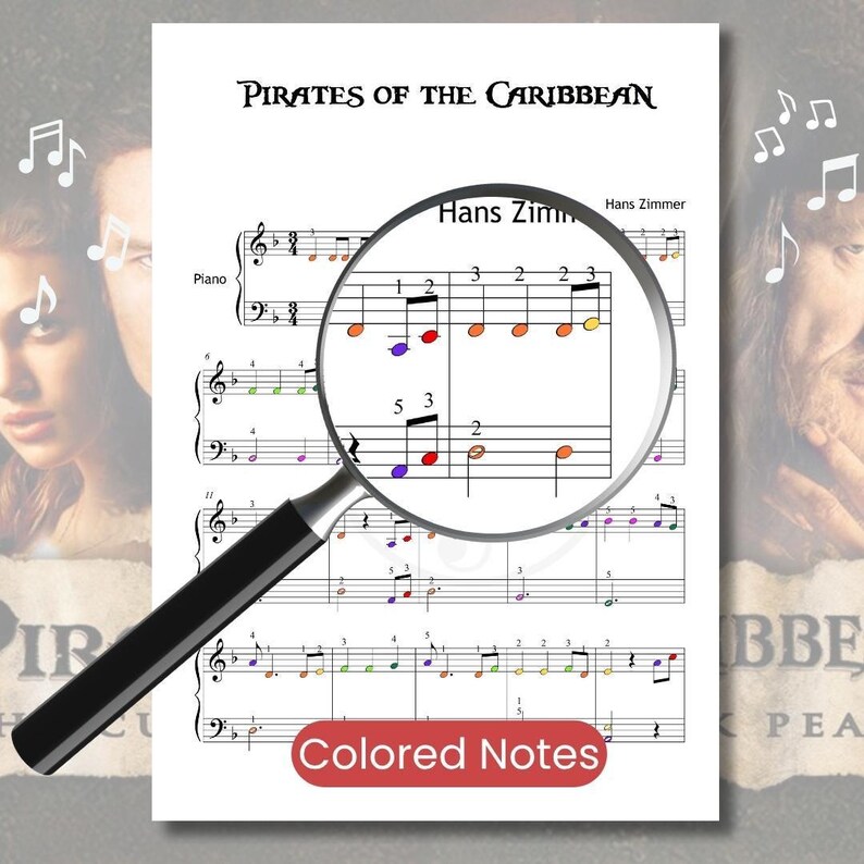 Pirates of the Caribbean Piano Sheet - Easy Grade 3 Movie Theme - Etsy UK