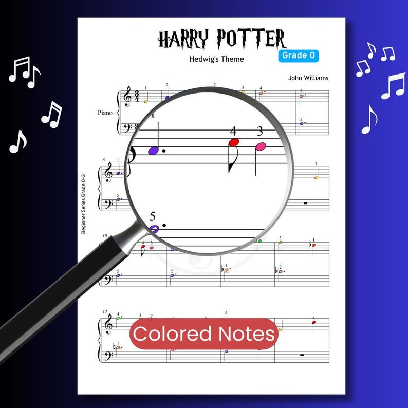 Harry Potter Piano Sheet, Hedwig’s Theme (simplified for Beginners) - Etsy