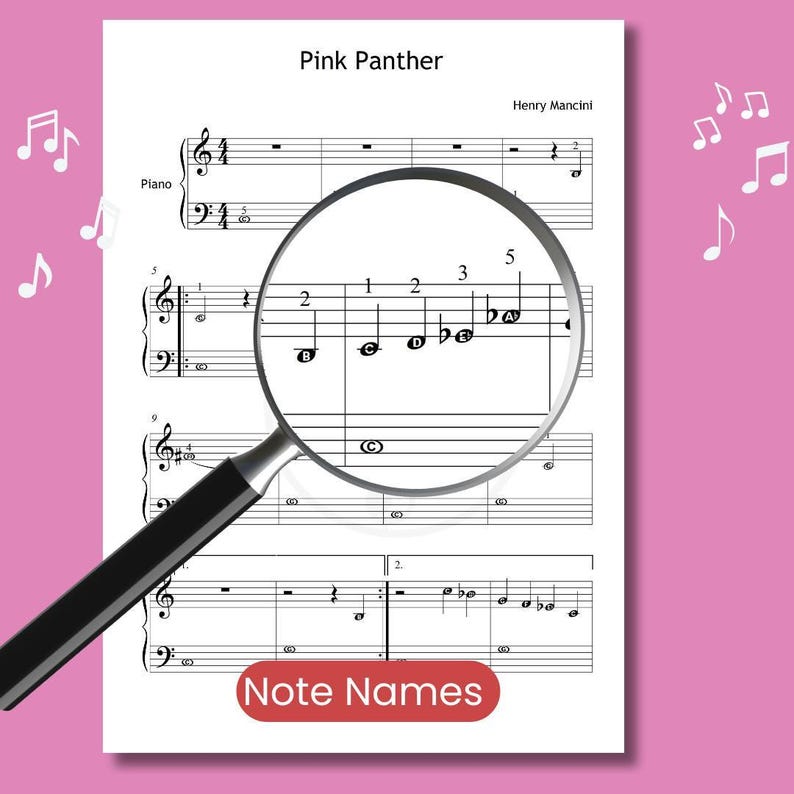 Pink Panther Jazz Sheet Music - Grade 1 With Finger Numbers & Audio ...