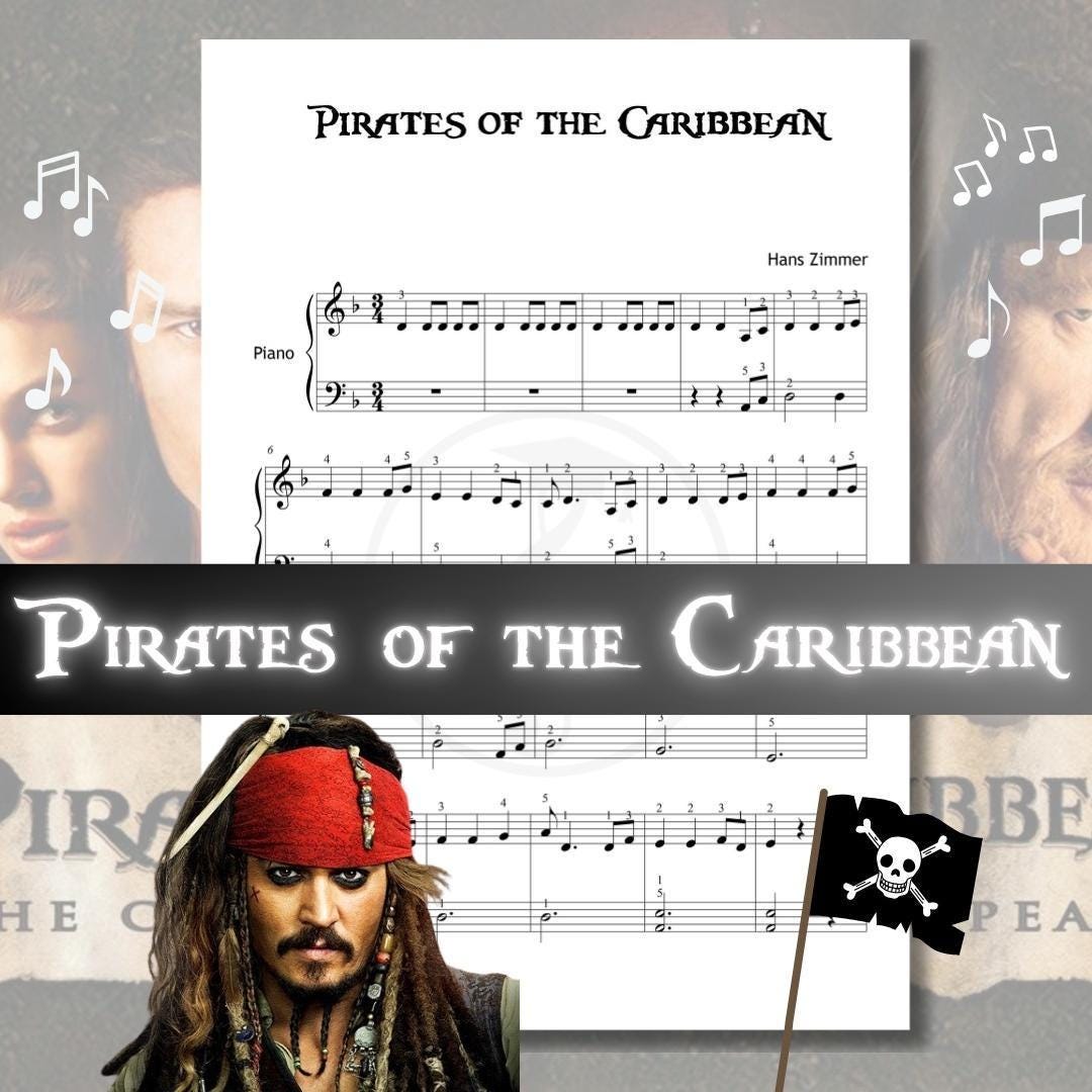 Pirates of the Caribbean Piano Sheet - Easy Grade 3 Movie Theme - Etsy UK