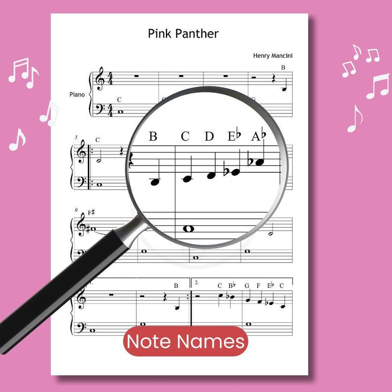 Pink Panther Jazz Sheet Music - Grade 1 With Finger Numbers & Audio ...