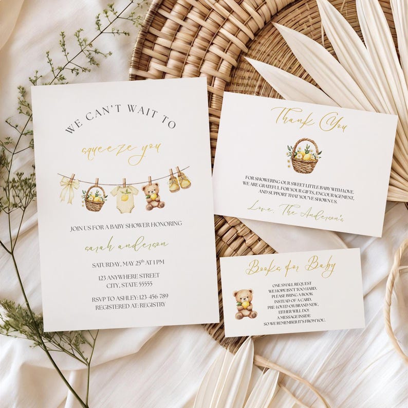 Lemon Baby Shower Bundle, We Can't Wait to Squeeze You Shower Set ...