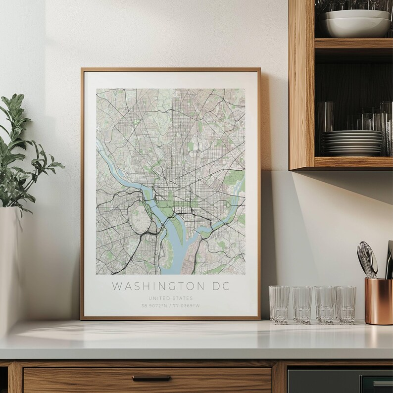 Washington DC Map Print – City Street Cartography Wall Art - Modern ...